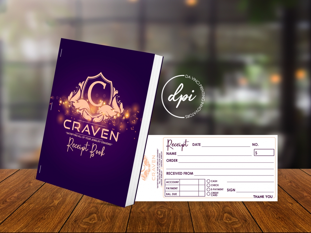 Custom Receipt Books – 3 Per Page – Da Vinci Printing Innovators